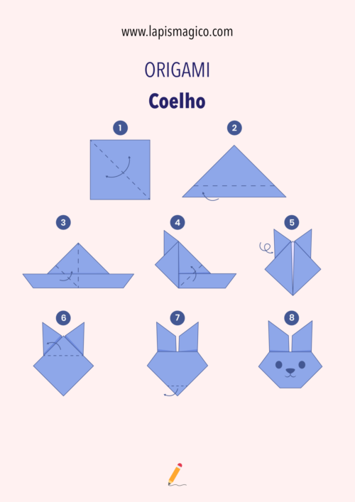 Origamis do coelho passo a passo